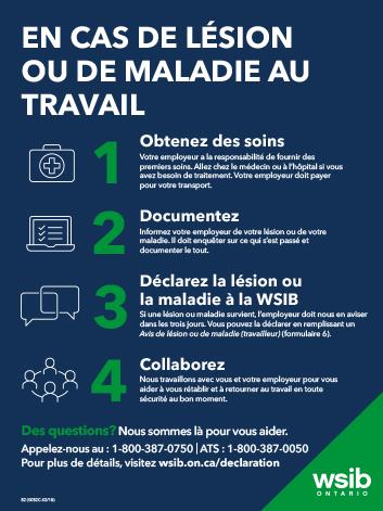 Affiche « En cas de lésion au travail » (« document 82 ») | WSIB